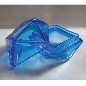 BLUE GLASS BOX; Pretty Art Deco Style Box, 20th Century Object From the ...