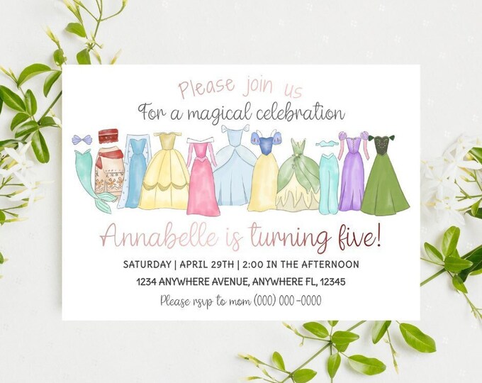 Princess Party Invitation Template | Editable Princess Invitation ...
