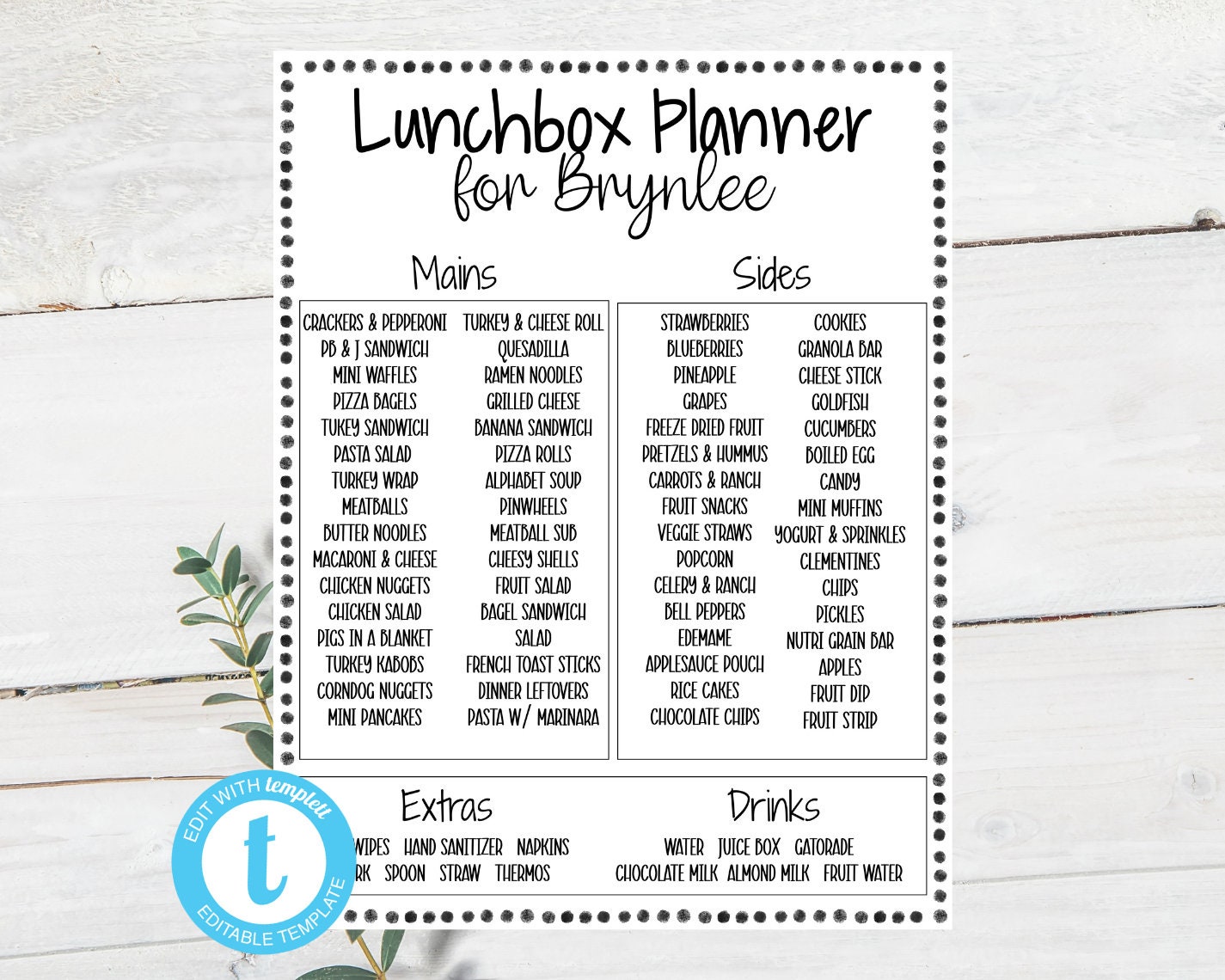 Lunchbox Planner Digital Template | Kids Lunchbox Meal Plan | Meal ...
