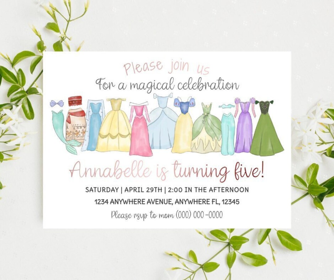 Princess Party Invitation Template | Editable Princess Invitation ...