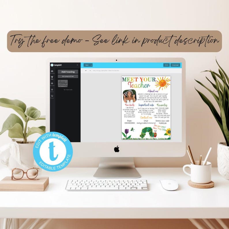 Meet the Teacher Template | Very Hungry Caterpillar | Teacher Printable ...
