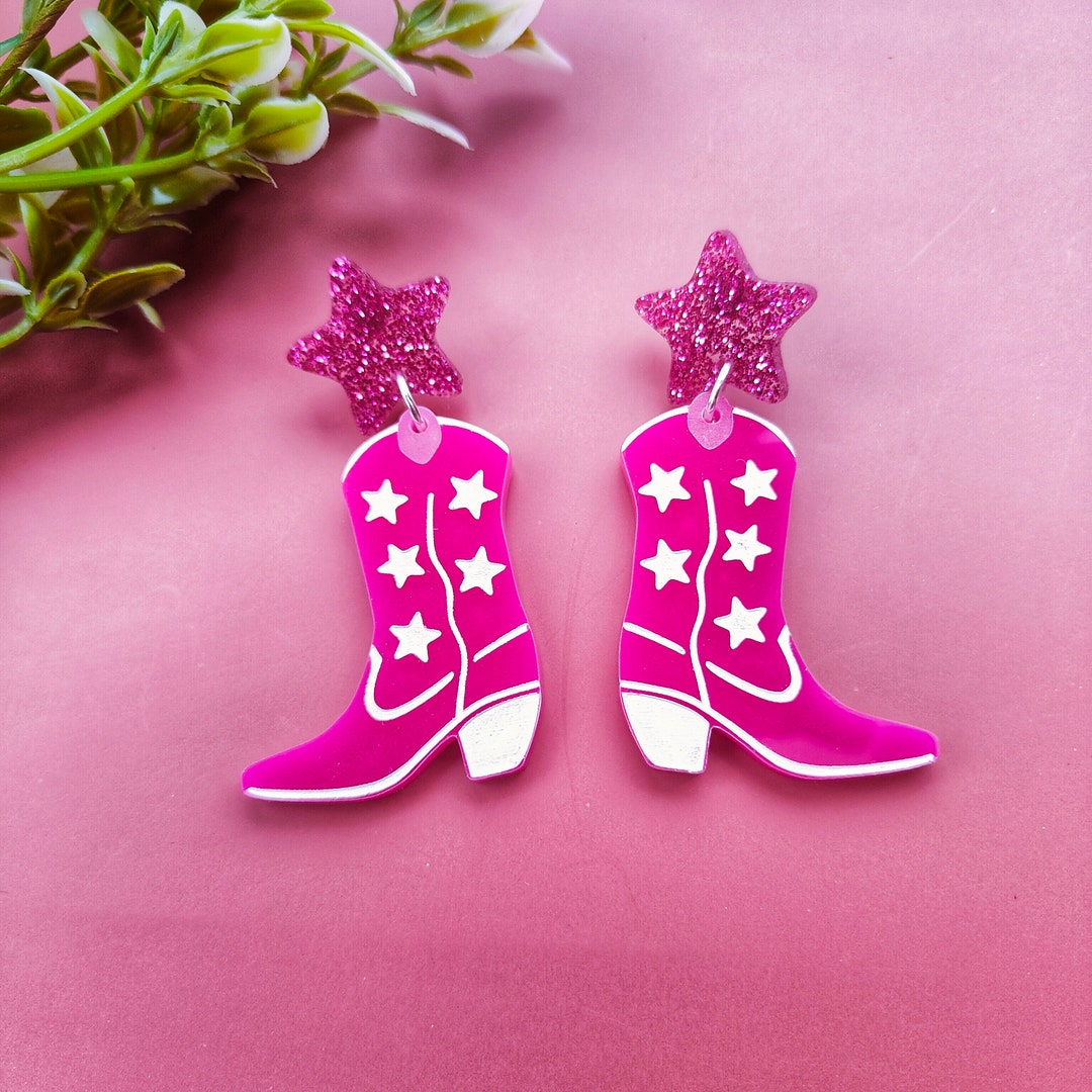 Yeehaw Cowgirl Boot Earrings Laser Cut Acrylic Cowboy Earrings - Etsy