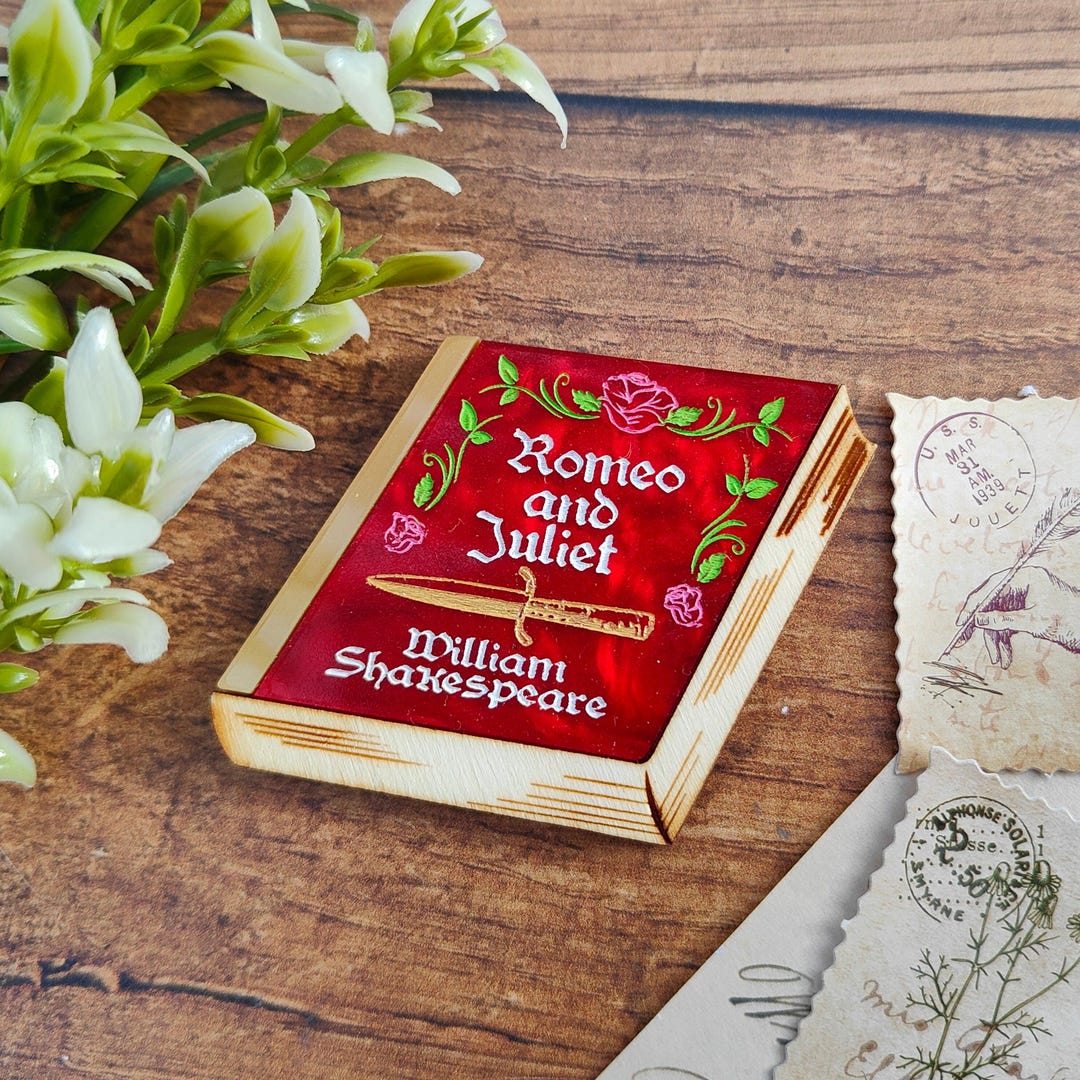 Romeo and Juliet Brooch | Laser Cut Acrylic | Library Book Brooch - Etsy
