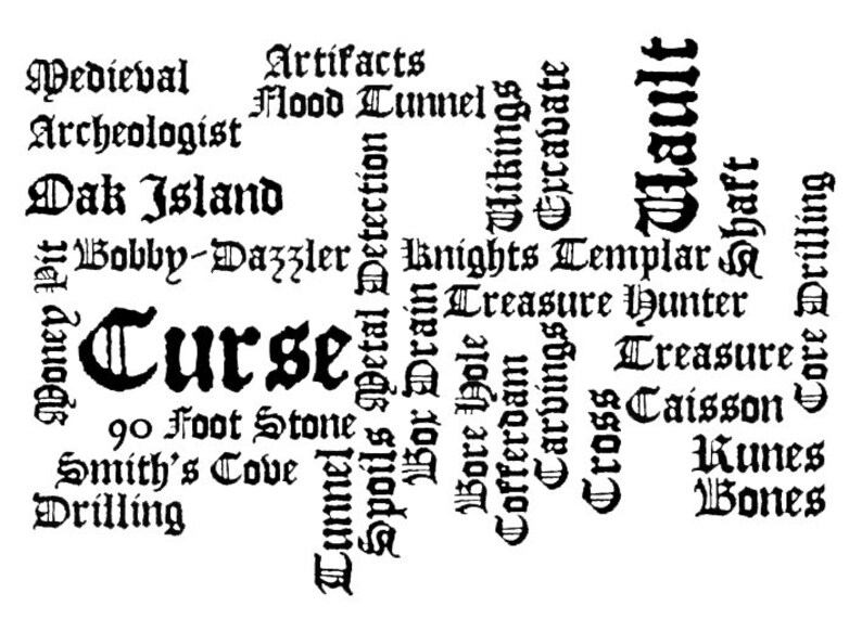 Oak Island Mug Word Cloud Pirate Script Knights Templar Bobby Dazzler ...