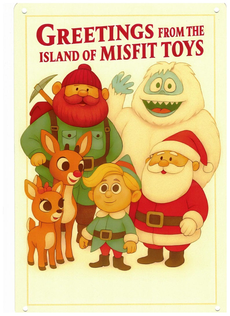 The Island of Misfit Toys Metal Sign - Funny Christmas Decor Characters ...