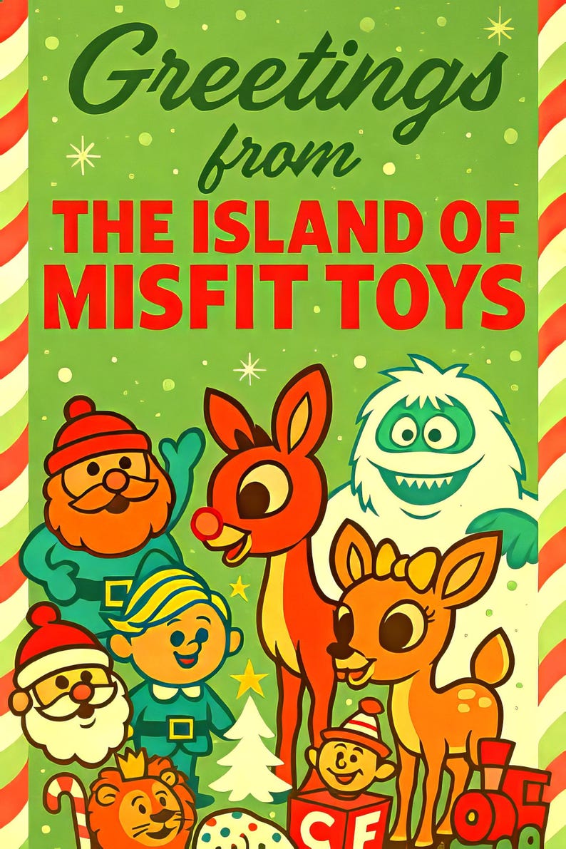 Island of Misfit Toys Poster Rudolf Christmas Retro Pop Culture Poster ...