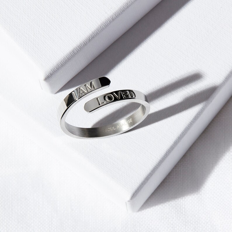 I AM LOVED Adjustable Affirmation Ring Stainless Steel | Etsy