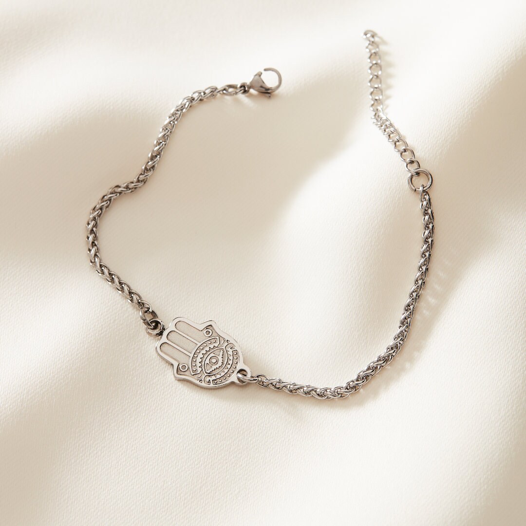 Hamsa Hand Bracelet Silver Protection Bracelets - Etsy