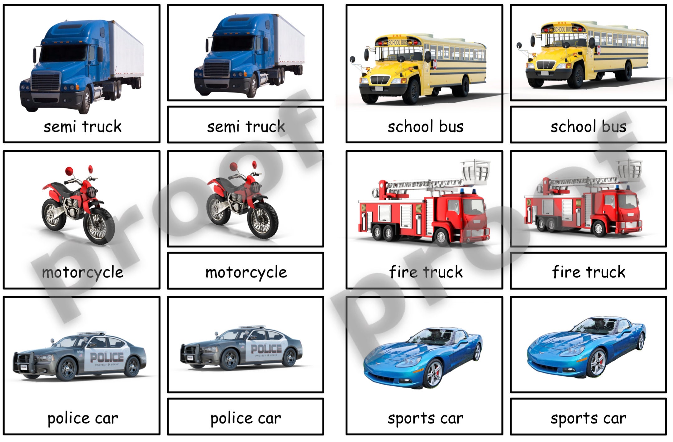 Montessori Transportation 3-part Cards Pack for Safari Toobs in the Sky ...