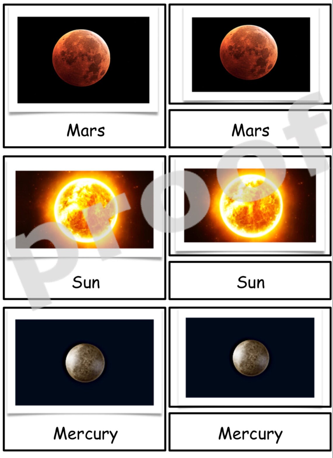 Solar System--planets of the Solar System Safariology Montessori 3-part ...