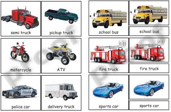 On the Road Safari Toob Montessori Transportation 3-part cards | Etsy