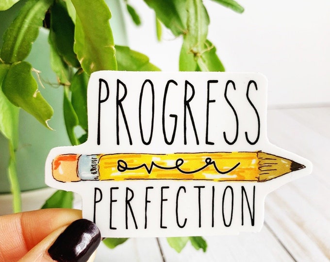 Progress Over Perfection, Teacher Sticker - Etsy
