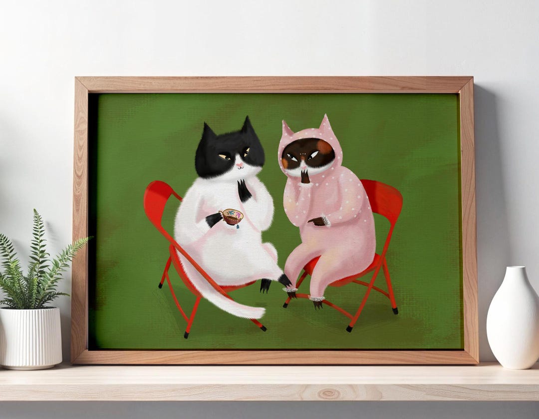 Gossip Girls – Gossiping Cats Art Print - Etsy