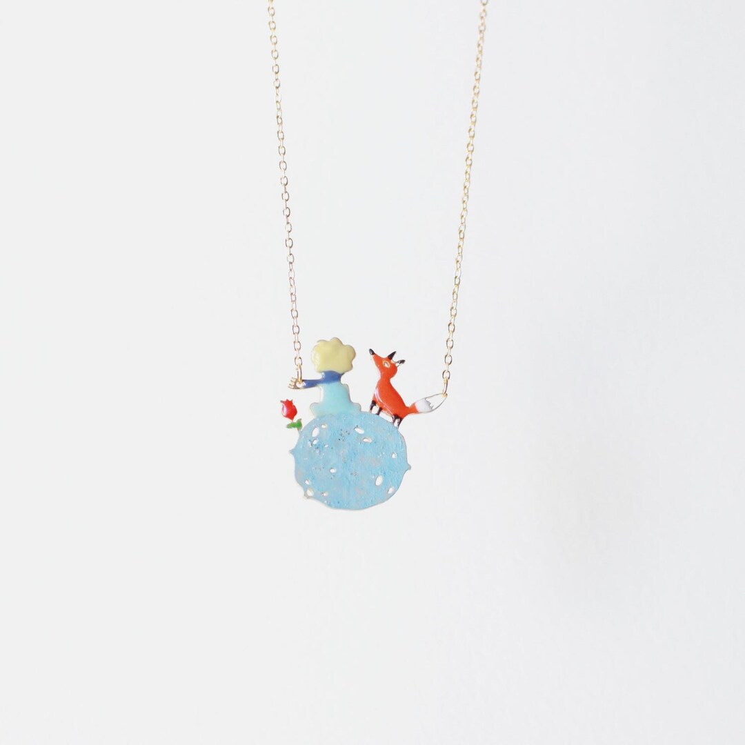Little Prince, Fox and Rose Handmade Brass Necklace - Etsy
