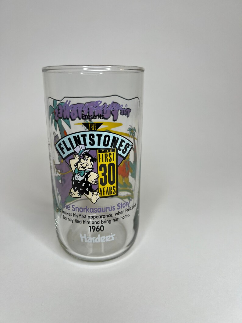 Vintage 1991 Flintstones Hardees Glass the First 30 Years the - Etsy