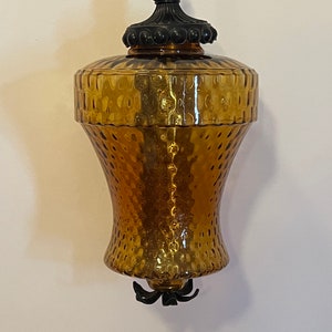 Vintage Amber Glass Pendant Light Fixture Hanging Lamp - Etsy