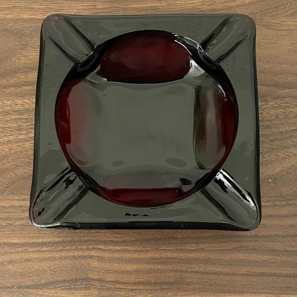 Red Glass Ashtray - Etsy