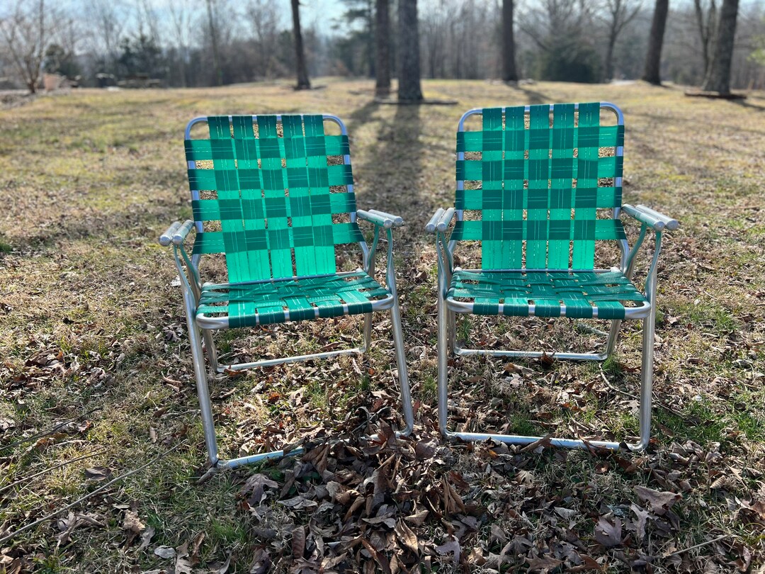 Pair of Vintage Aluminum Outdoor Camping Picnic Folding Chairs With ...
