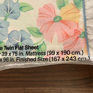 Vintage 1984 Utica JP Stevens Twin Flat Sheet Floral No Iron Percale ...