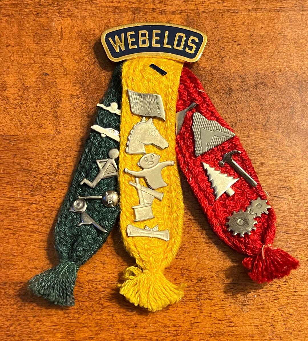 Vintage WEBELOS Cub Scouts Activity Badge Ribbon With Pins Buttons Red ...