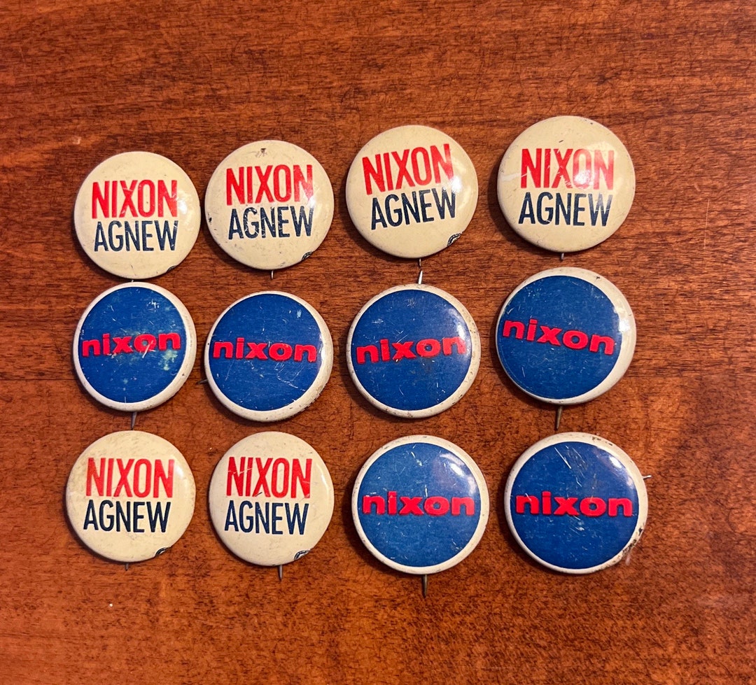 12 Vintage Nixon Political Pin-back Buttons Richard Nixon Nixon/agnew ...