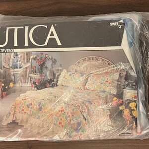 Vintage 1984 Utica JP Stevens Twin Flat Sheet Floral No Iron Percale ...