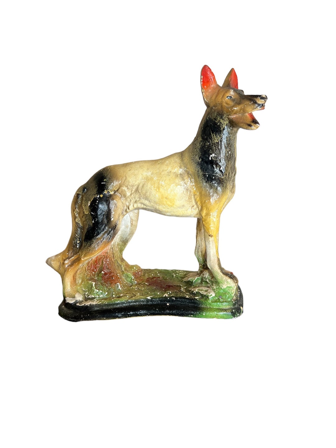 Vintage German Shepherd Chalkware Dog Figure Chalk Ware Figurine Statue ...