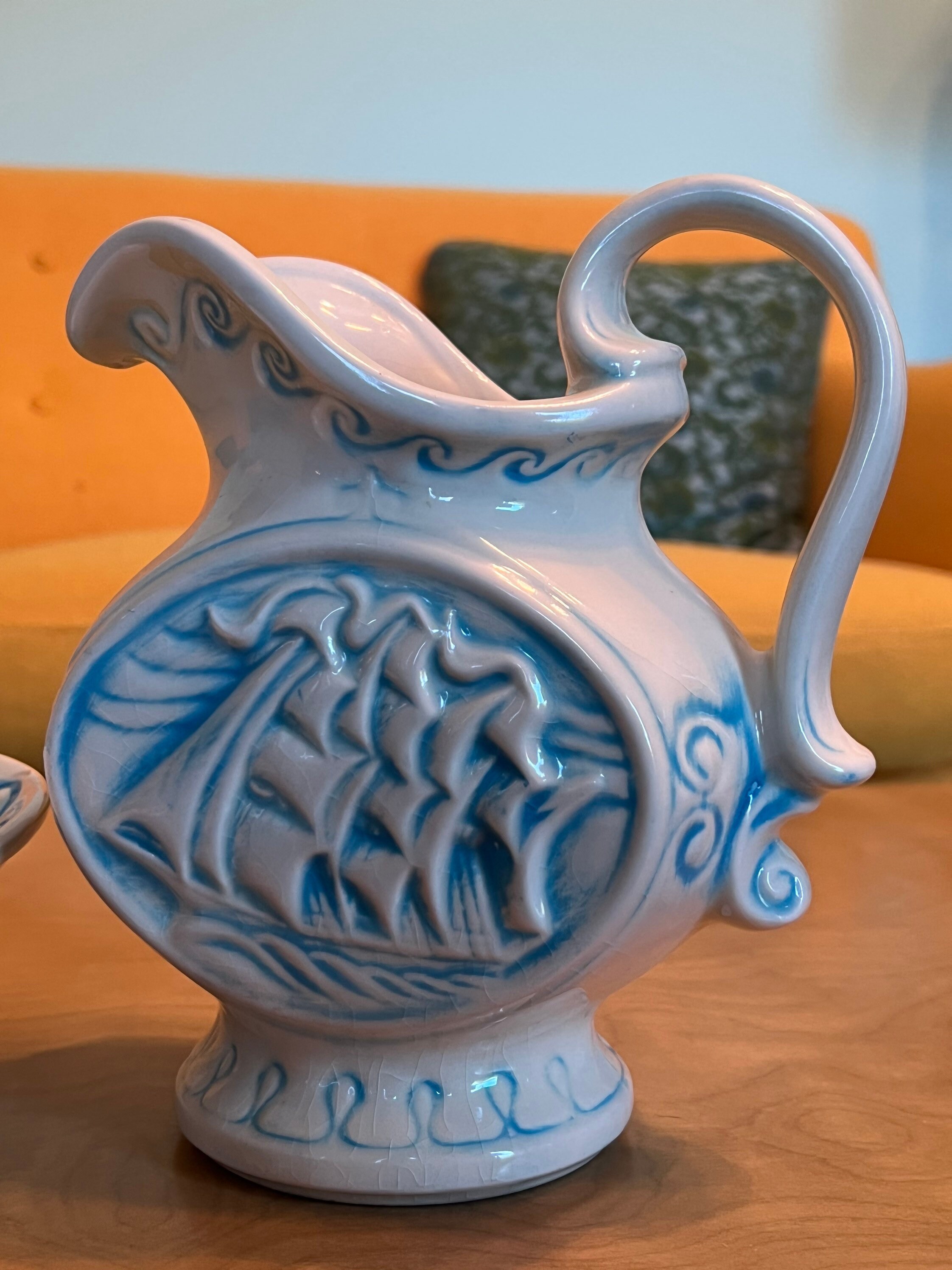 Vintage Mccoy Pottery Boat Ship Pitcher and Bowl Set Blue - Etsy