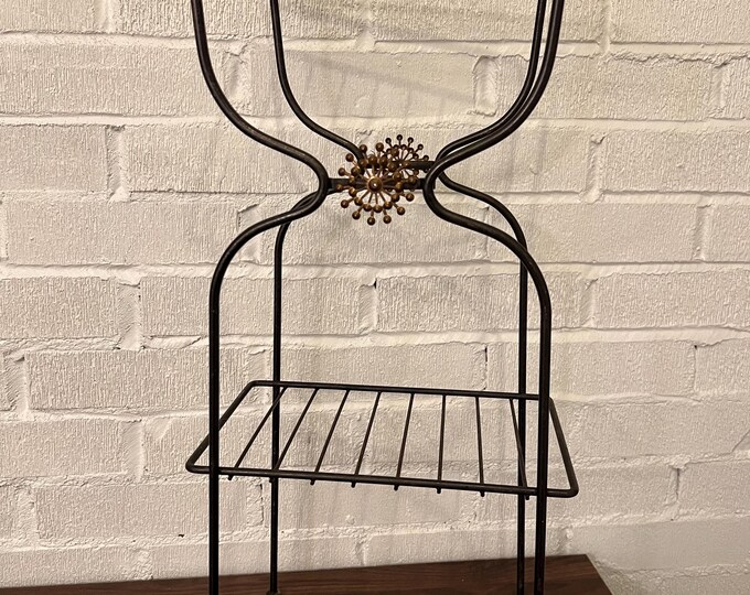 Vintage Mid Century Modern Metal Plant Stand Shelf Mod Retro Black ...