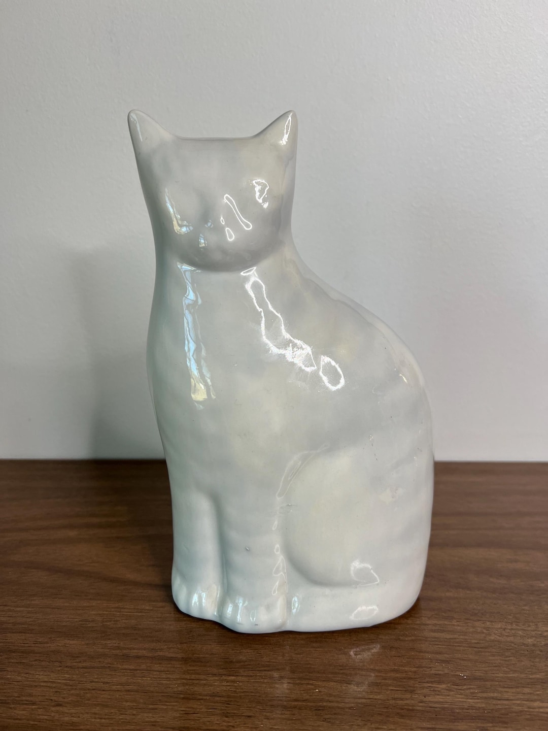Large Vintage White Cat Figurine Ceramic - Etsy