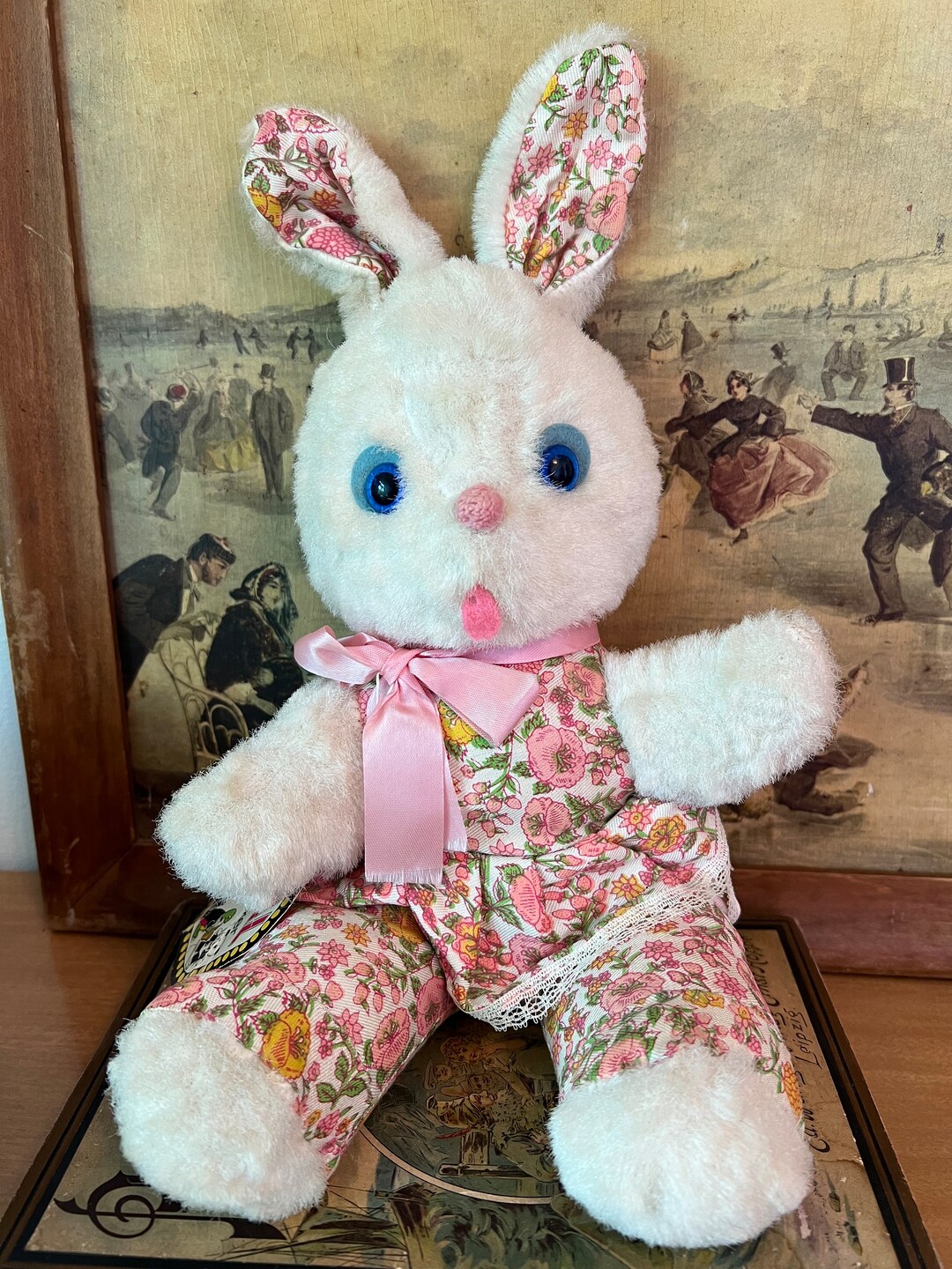 Vintage Knickerbocker Musical Rabbit Bunny With Floral Outfit Complete ...