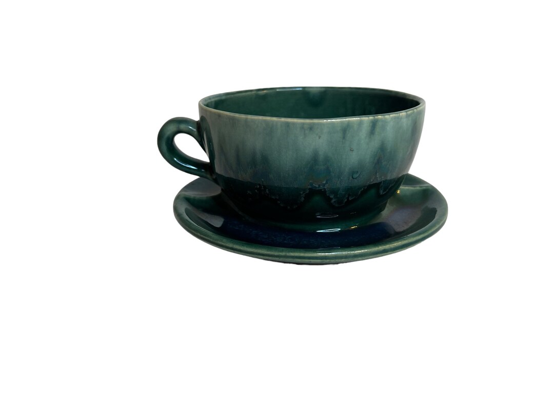 Vintage Brush Pottery Coffee Cup Planter Flower Pot Mccoy Green Drip - Etsy