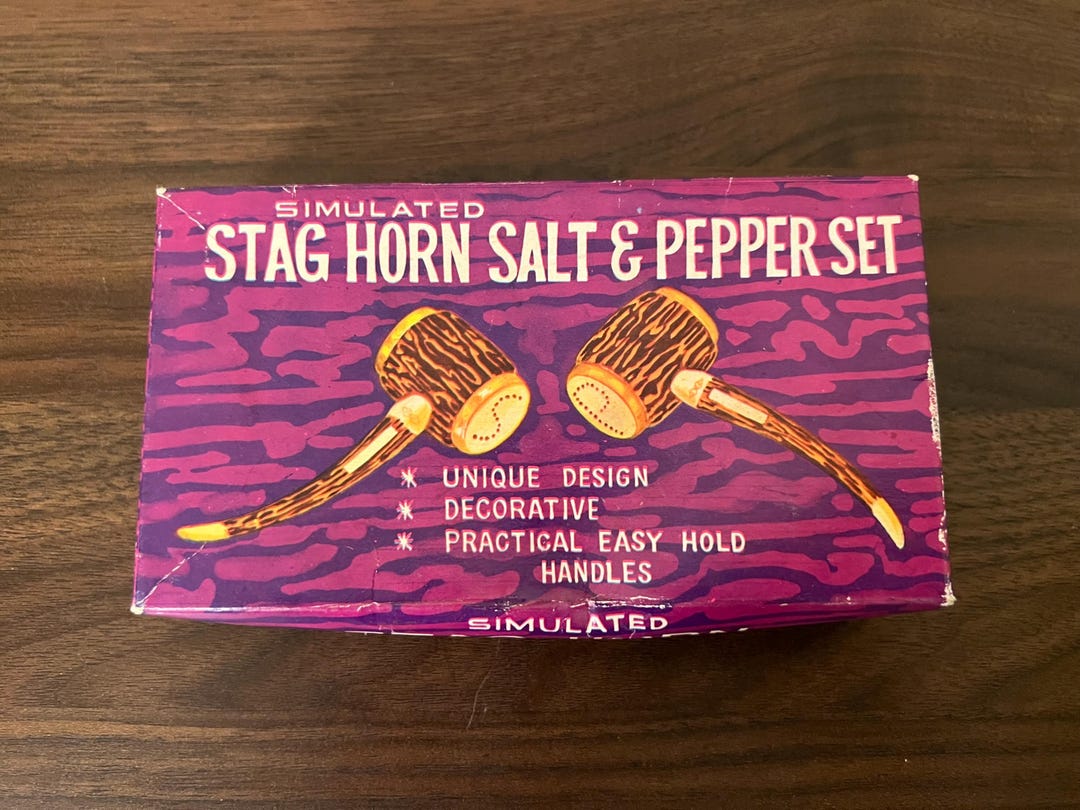 Vintage Simulated Stag Horn Salt & Pepper Shaker Set Lincoln Boyhood ...