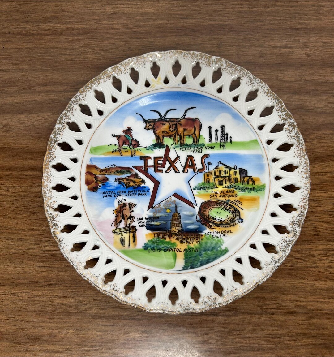 Vintage Texas State Decorative Plate Sam Houston Austin Alamo Dallas - Etsy