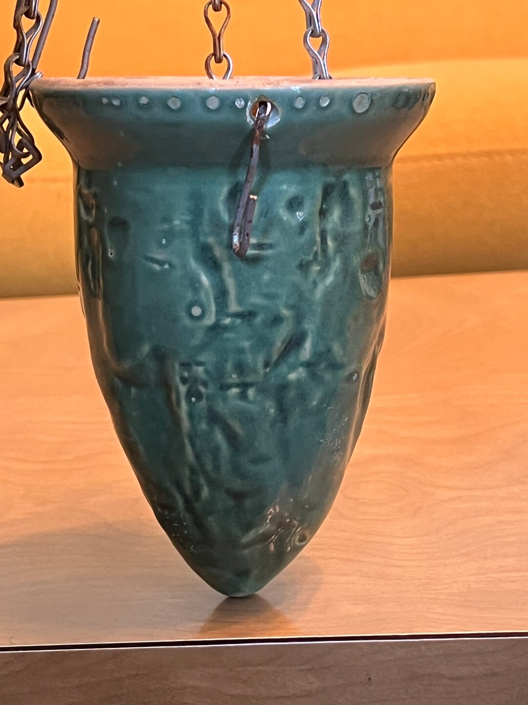 Vintage Green Hanging Pottery Planter Flower Pot Art American Roseville ...