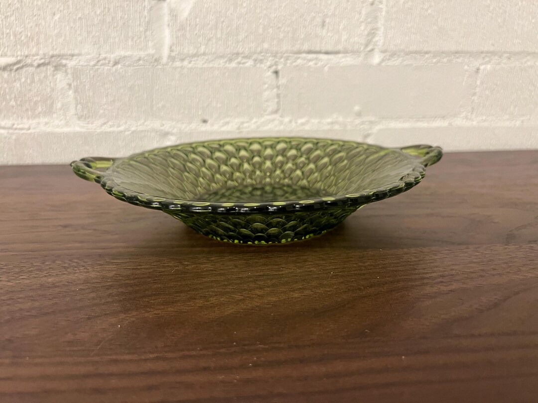 Vintage Indiana Glass Avacado Green Honeycomb Oval Relish/candy Dish ...