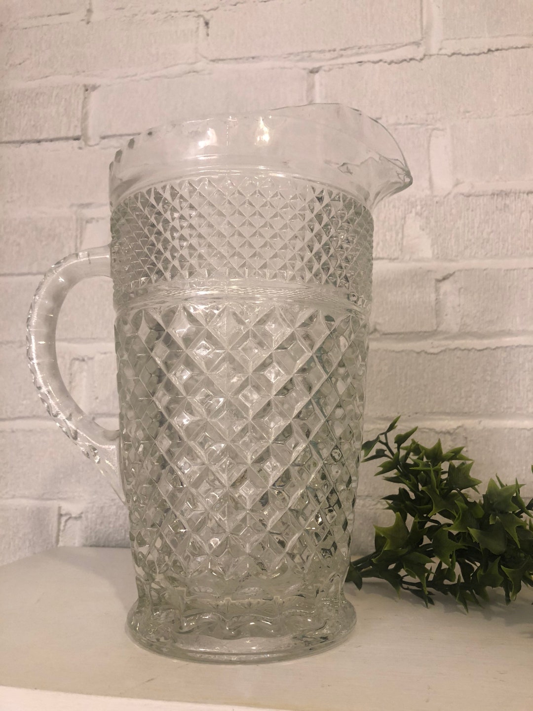 Vintage Anchor Hocking Wexford Clear Glass Pitcher Serving Wedding ...