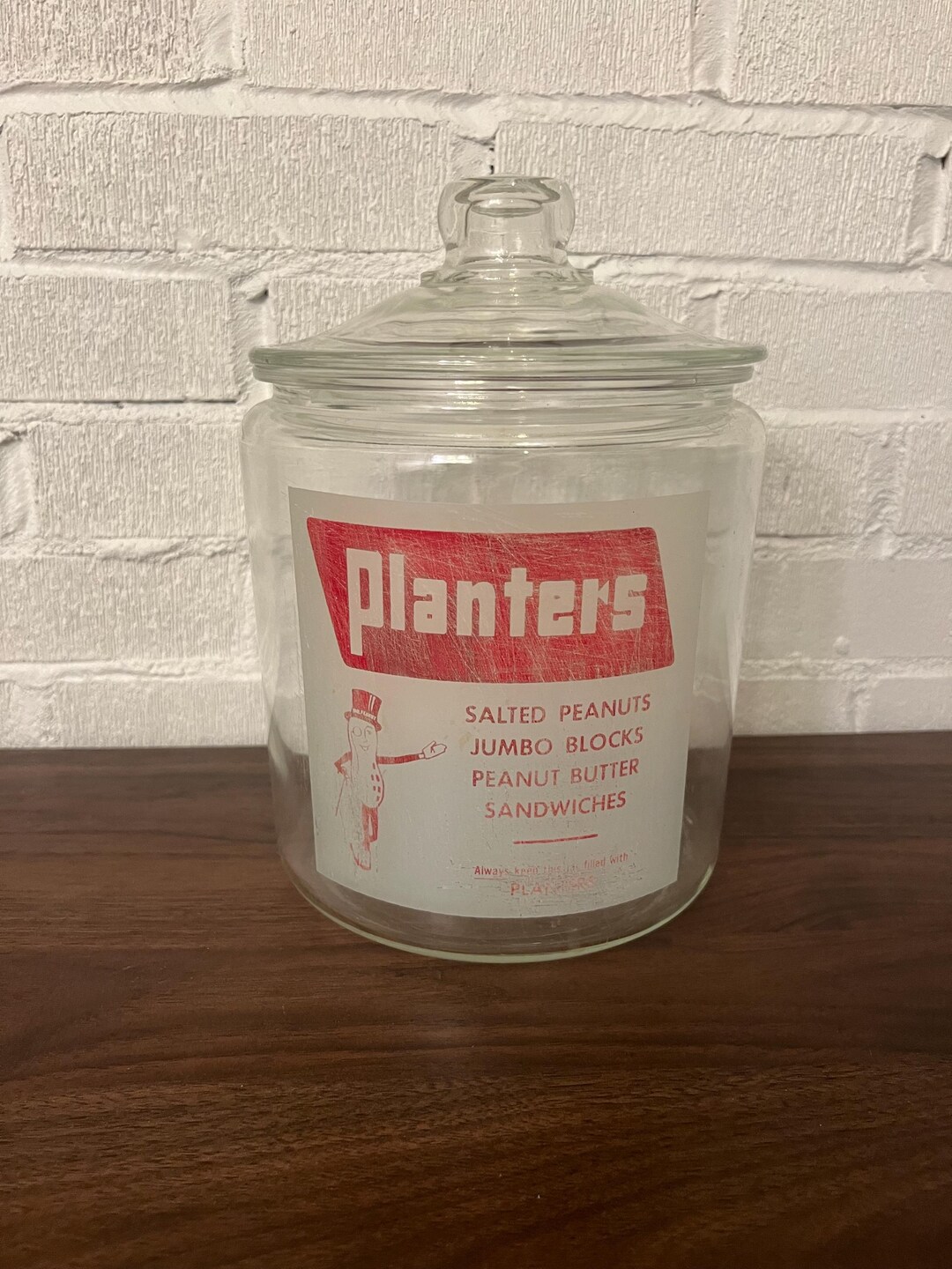 Vintage Planters Salted Peanuts Store Display Counter Glass Jar ...