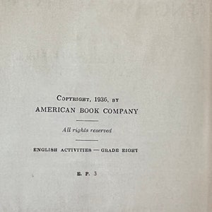 Vintage 1936 English Activities Book Grade 8 Old School Textbook ...