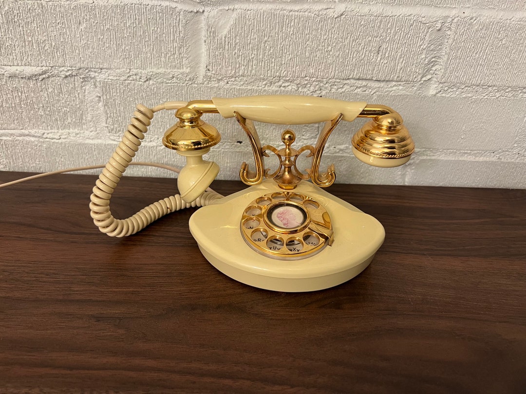 1979 Cutie Onyx Telephone Ivory Antique Style Rotary Dial Phone - Etsy
