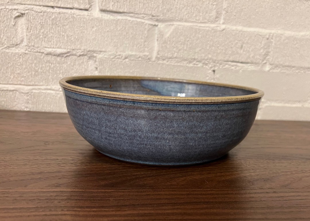 Blue Handmade Stoneware Pottery Bowl Signed on Bottom Walsh - Etsy