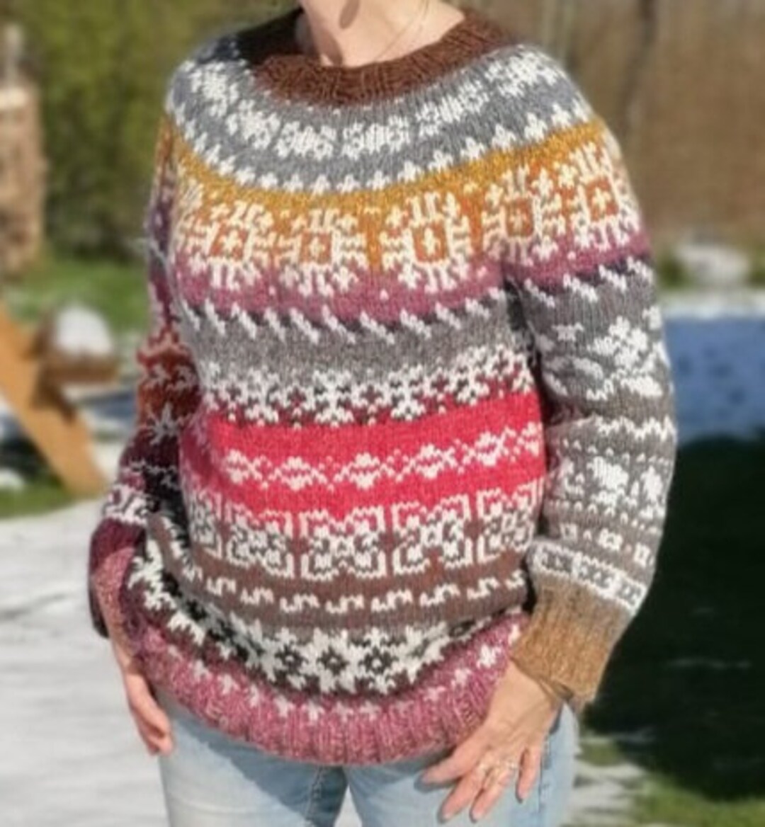 Hand Knitted Fair Isle, Norwegian Style Patterned off Sweater , Ready ...