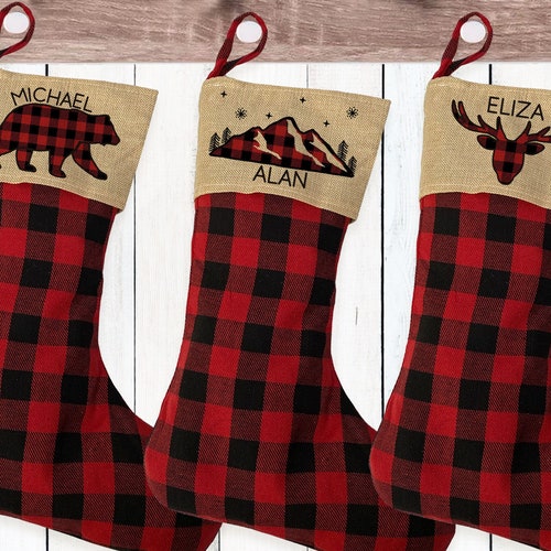 Buffalo Check Christmas Stocking Personalized Plaid Stocking - Etsy