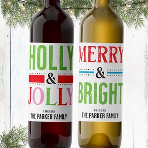 Holiday Wine Labels - Personalized Wine Tags - Custom Wine Bottle ...