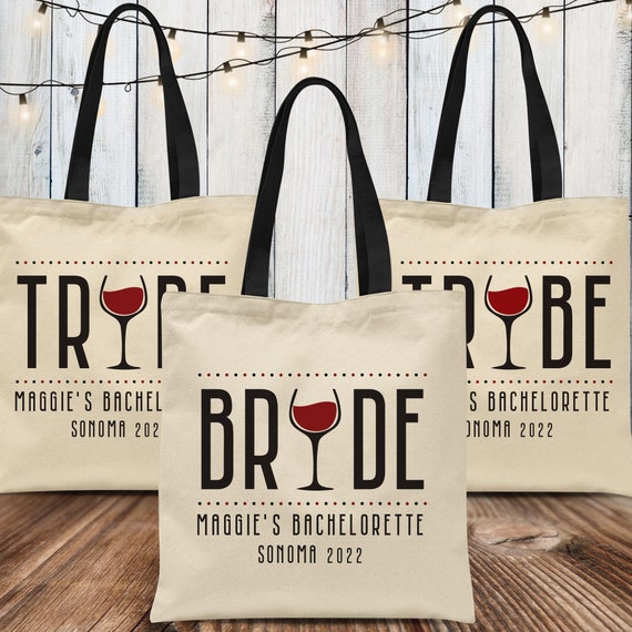 Custom Wine Bachelorette Totes Napa Bachelorette Trip Canvas Tote Bags