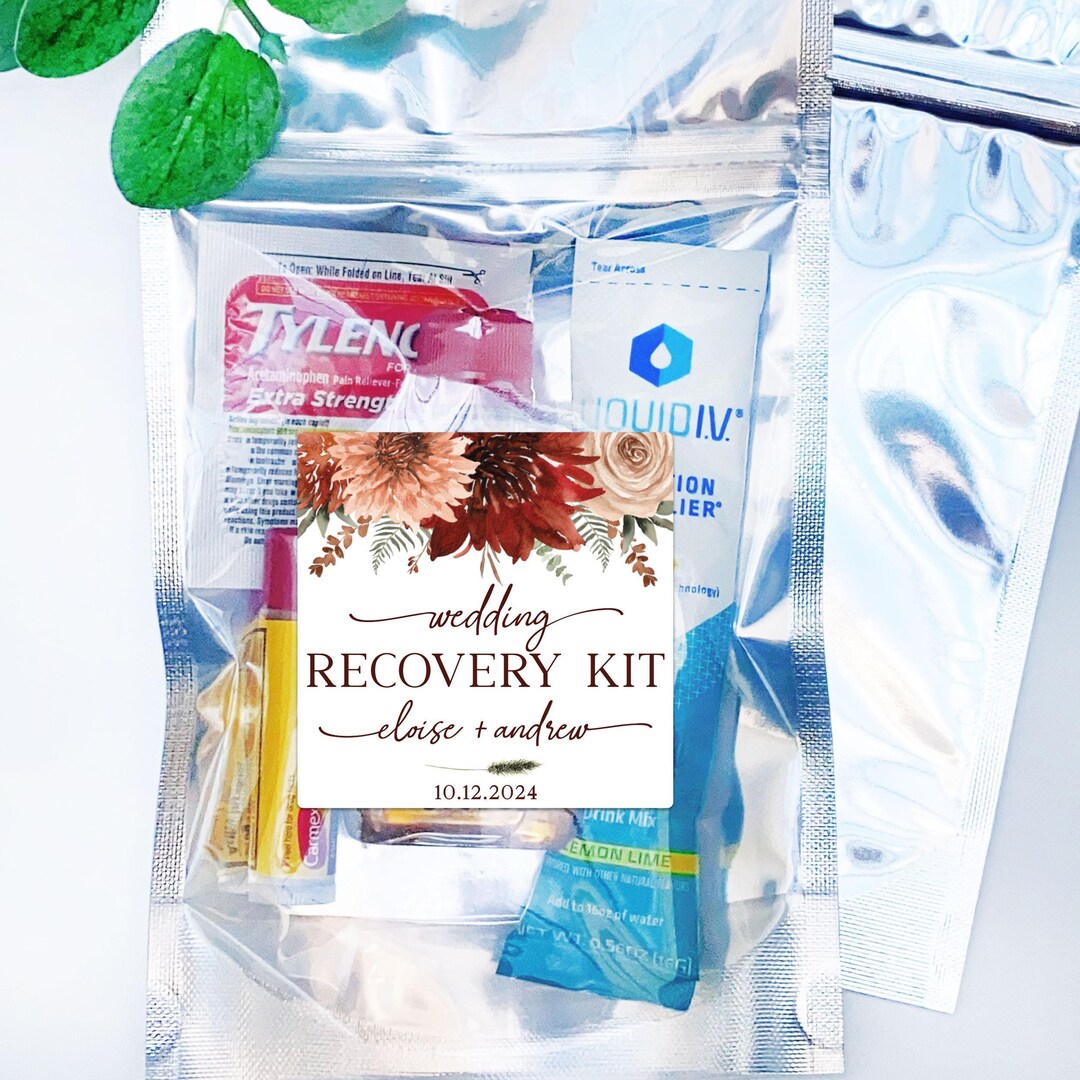 Custom Fall Floral Wedding Recovery Kit Labels Resealable Bags ...
