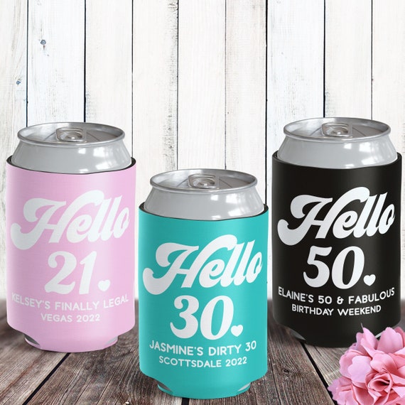Adult Birthday Party Favors - Bulk Birthday Can Coolers for Women ...