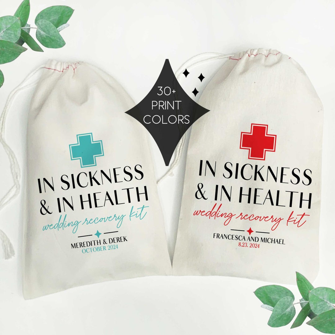In Sickness and in Health Wedding Recovery Kit Bags - Custom Wedding ...