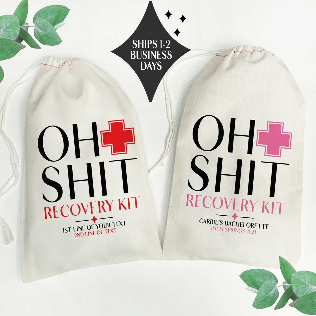 Oh Shit Recovery Kits, Custom Hangover Kit Bags, Funny Adult Party ...