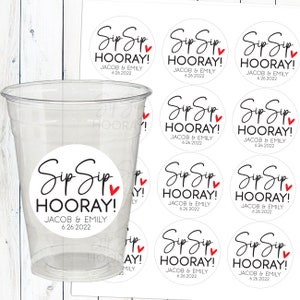 Custom Cup Stickers for Modern Wedding - Engagement Party Favor Labels ...